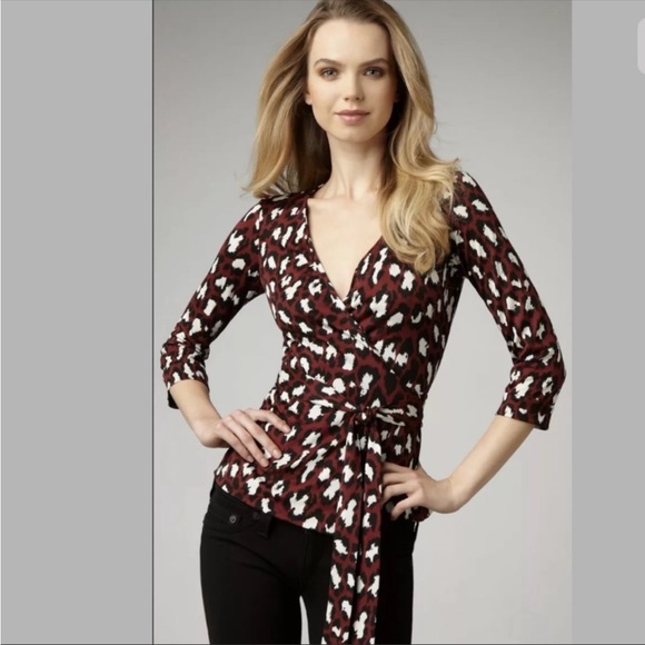 Diane Von Furstenberg | Tops | Dvf Diane Von Furstenberg Jill Wrap Silk ...